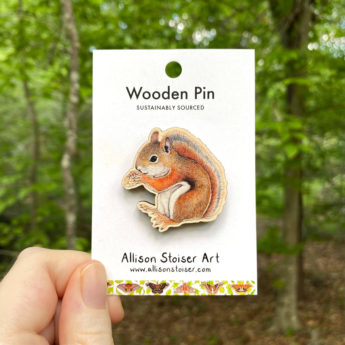 American Red Squirrel Wooden Pin – Sipsey Wilder