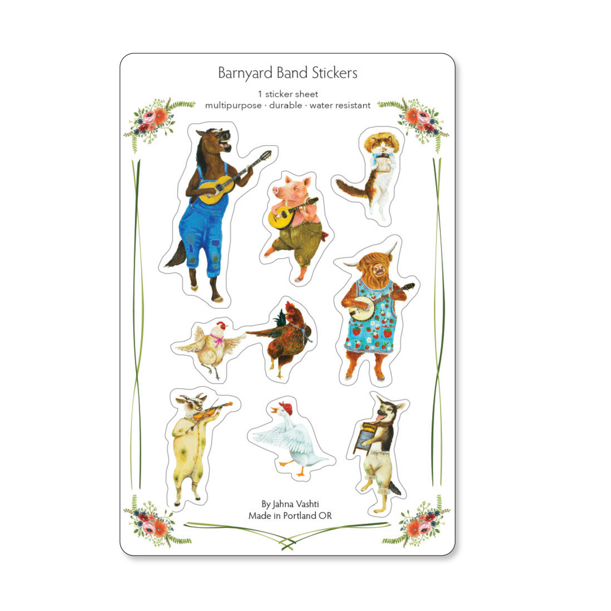 Barnyard Band Vinyl Sticker Sheet / envelope seals – Sipsey Wilder